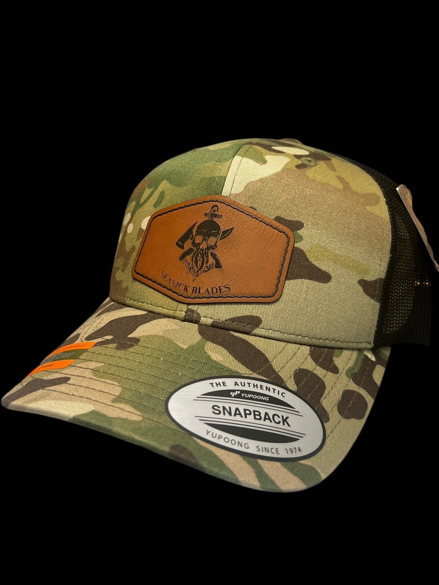 Seasick Blades Leather Patch Hat- Multicam – Sea Sick Blades LLC